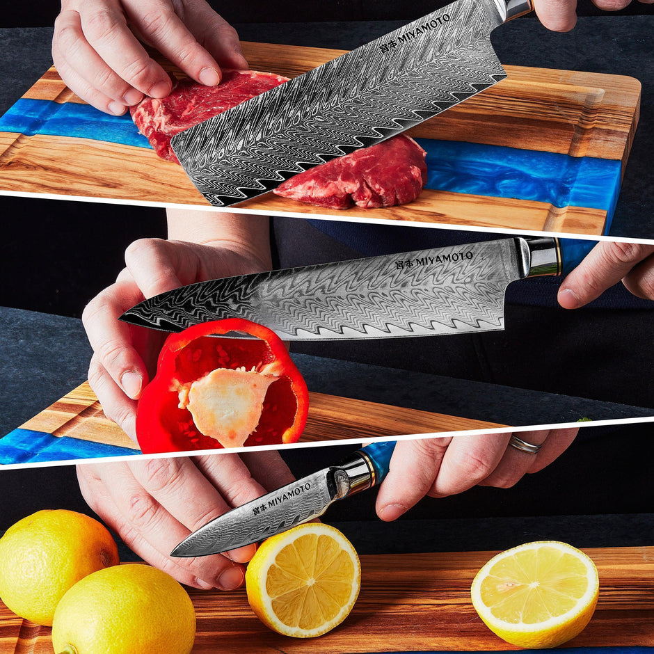 Lux Resin - Miyamoto Damascus Chef Knives