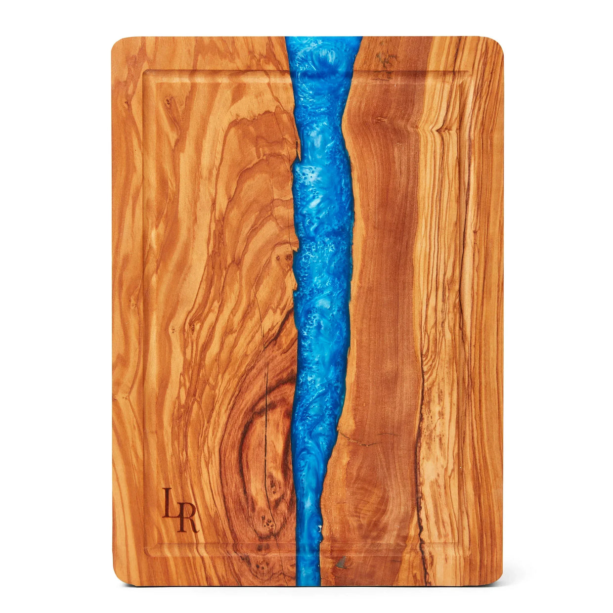 Olive Wood and Resin Chopping Board with Blue Resin – Lux Resin