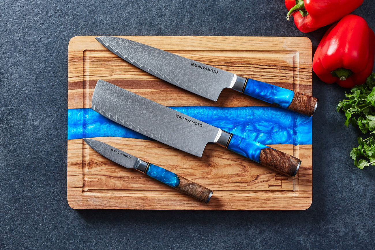 Lux Resin - Miyamoto Damascus Chef Knives